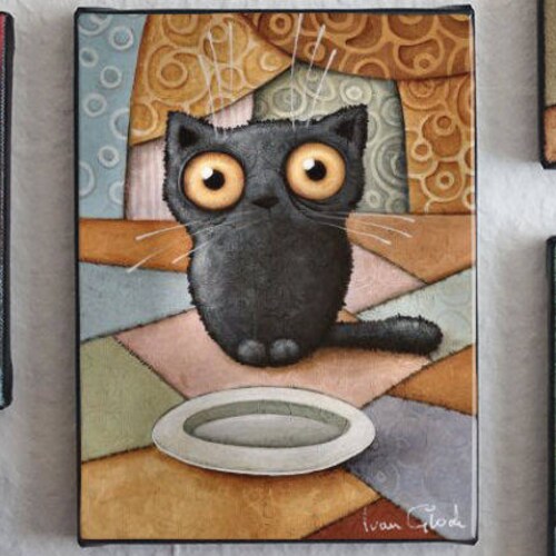 50x70cm Hungry Cat Cat Drawing Cute Cat Cat Cartoon Black - Etsy