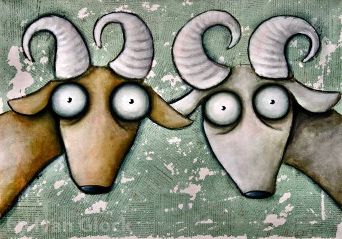 Bex Capricorns Ibex Drawing Goat Cartoon Office Art - Etsy