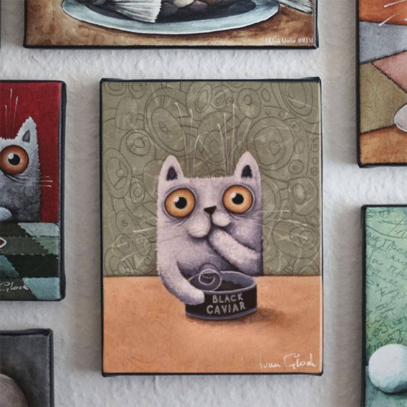 Black Caviar Cat, Kitchen Picture, Print of Original Painting, Ivan ...