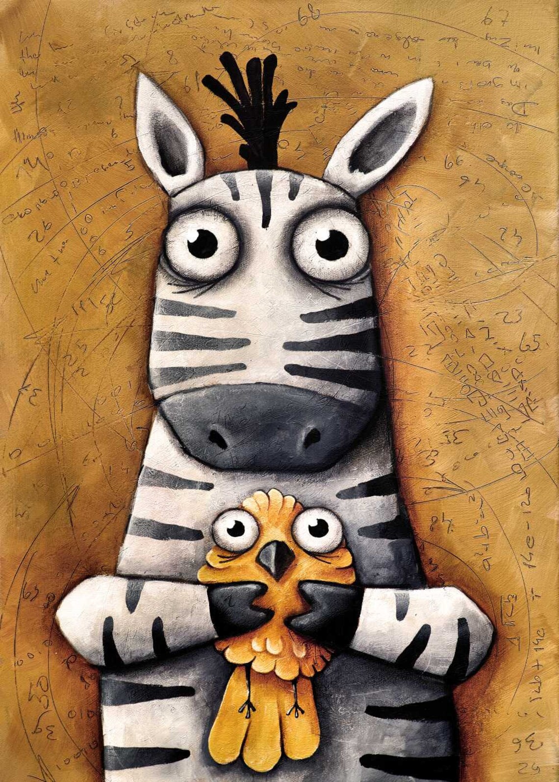 Zebra and bird print on canvas Ivan Glock 18x24 | Etsy