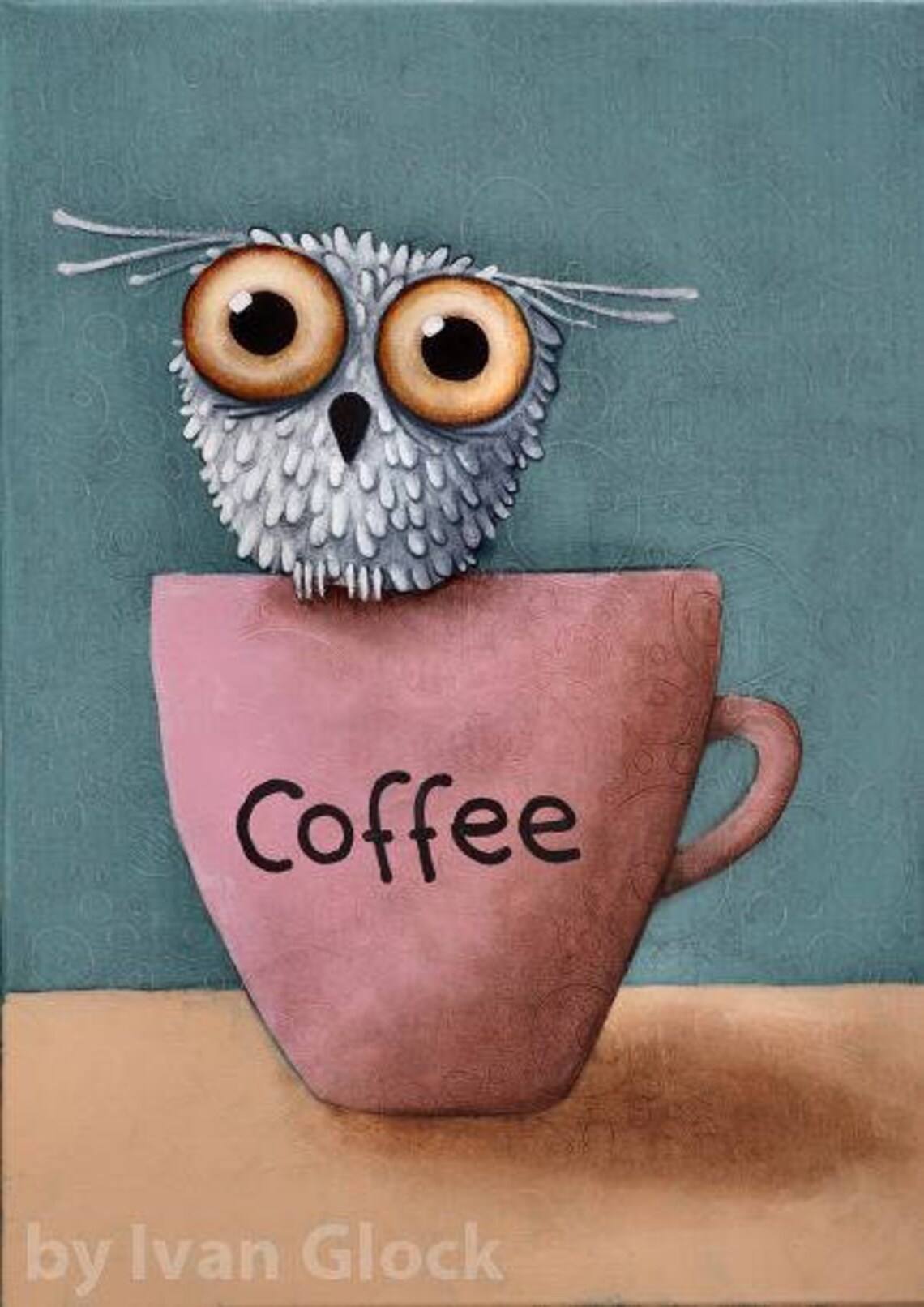 50x70cm Coffee Owl Owl Drawing Cute Owl Owl Cartoon Big - Etsy
