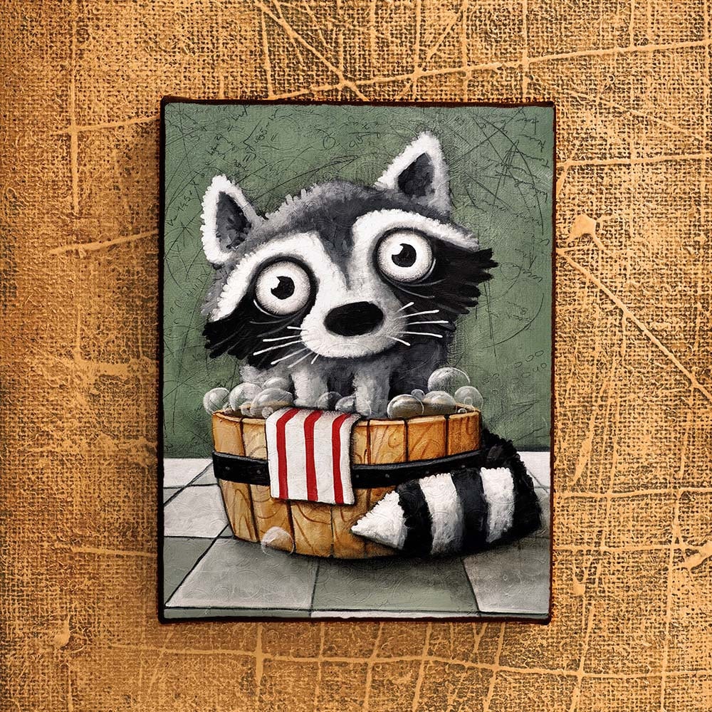 Raccoon Ivan Glock print on canvas 18x24 | Etsy