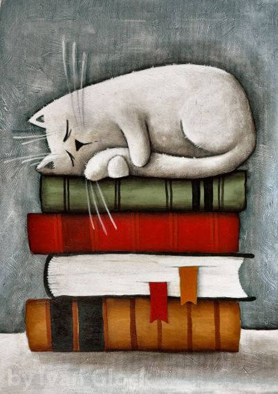 Cat Reading Book Drawing