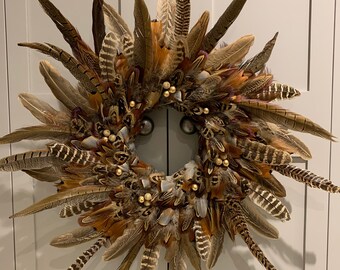 Pheasant Feather Wreath/wall Decor With Peacock Feathers - Etsy UK