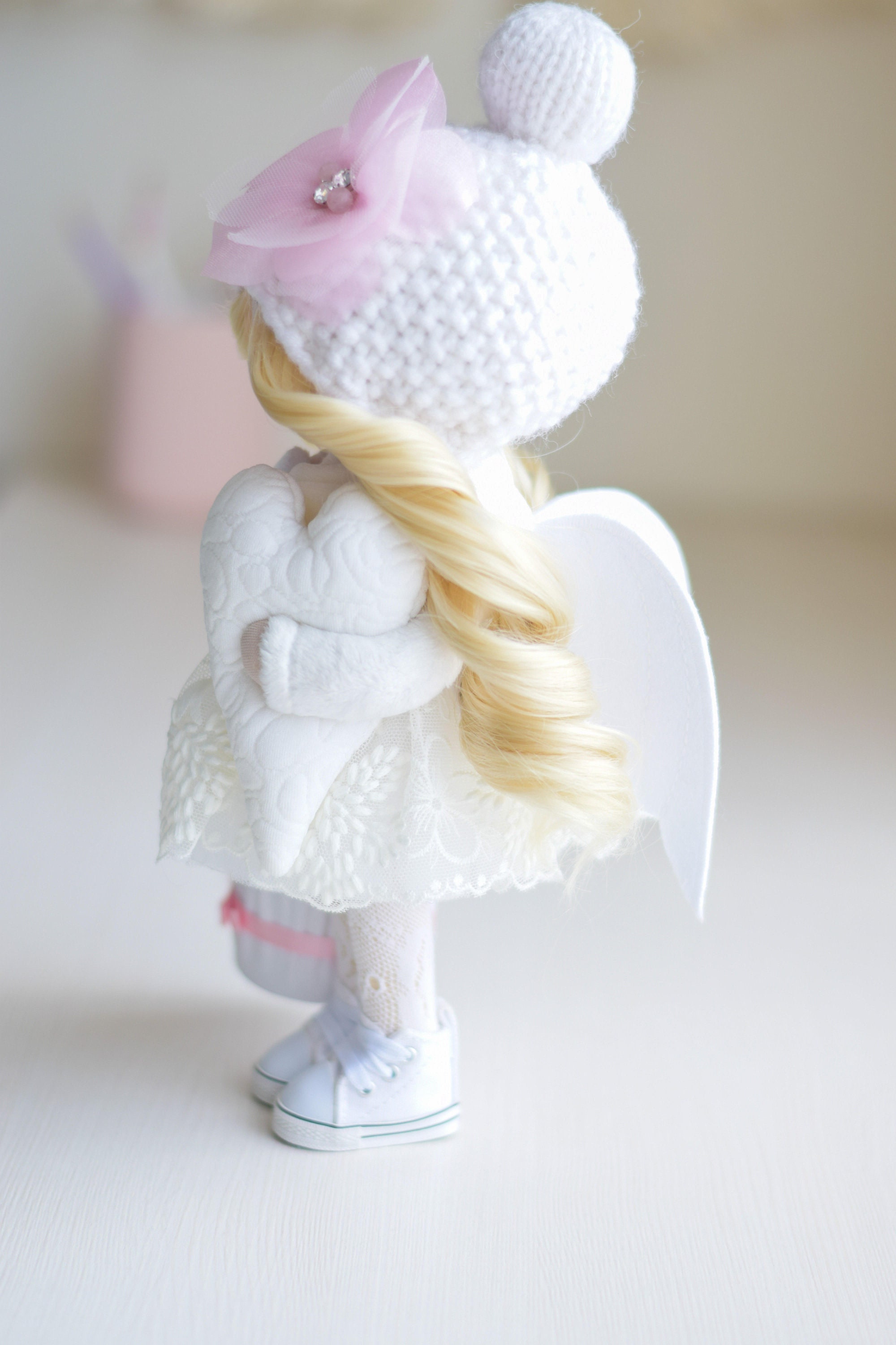 Angel Doll With Wings, Decor Doll With Heart, Poseable Art Doll ...