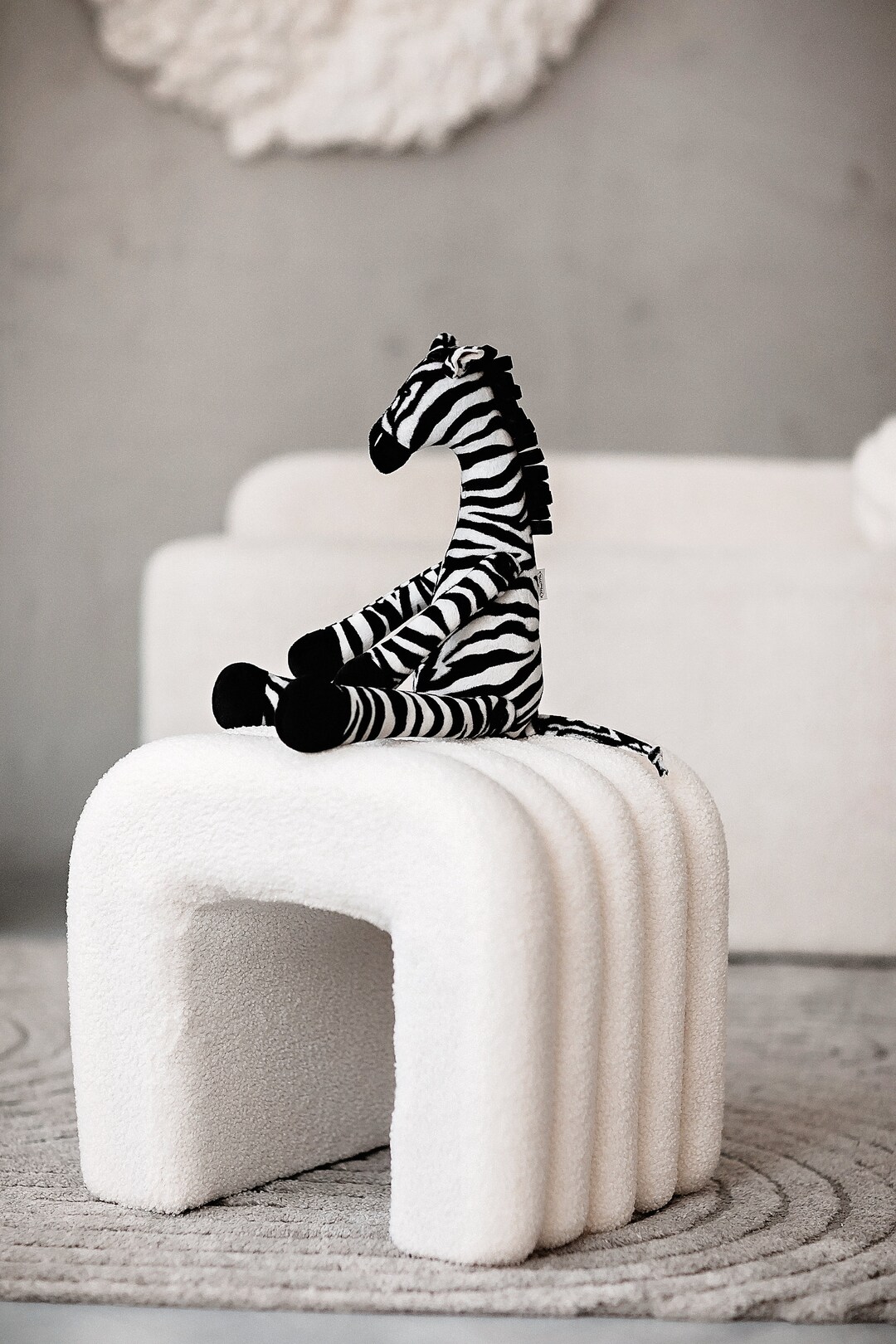 Plush Toy Handmade Zebra, Gift for Toddler, Nursery Decor, Large ...