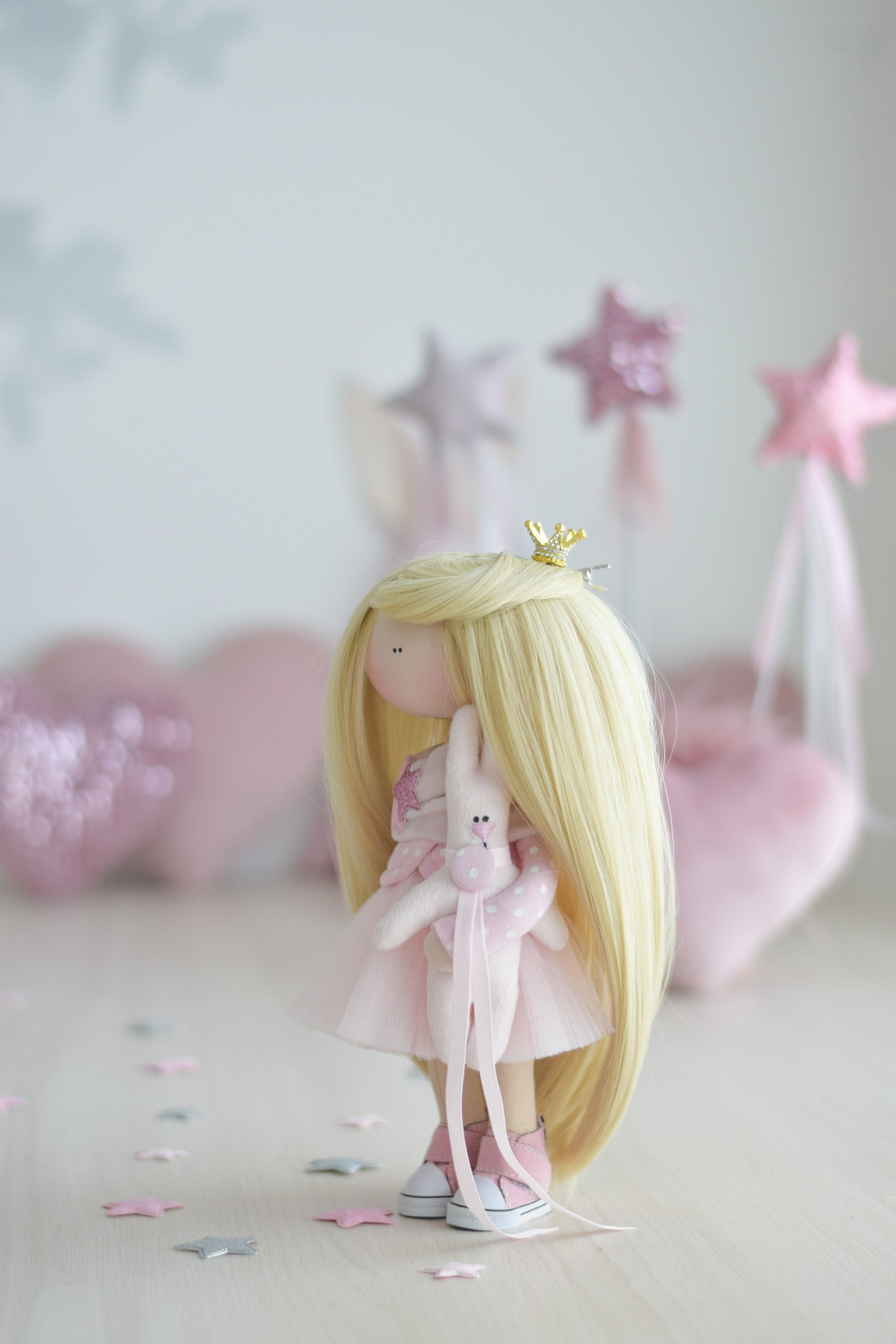 Pink Princess Doll, Little Doll Princess With Bunny, Interior Doll for ...