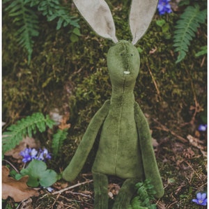 Dark Green Bunny, Handmade Soft Toy, Gift for Toddler, Personalized ...