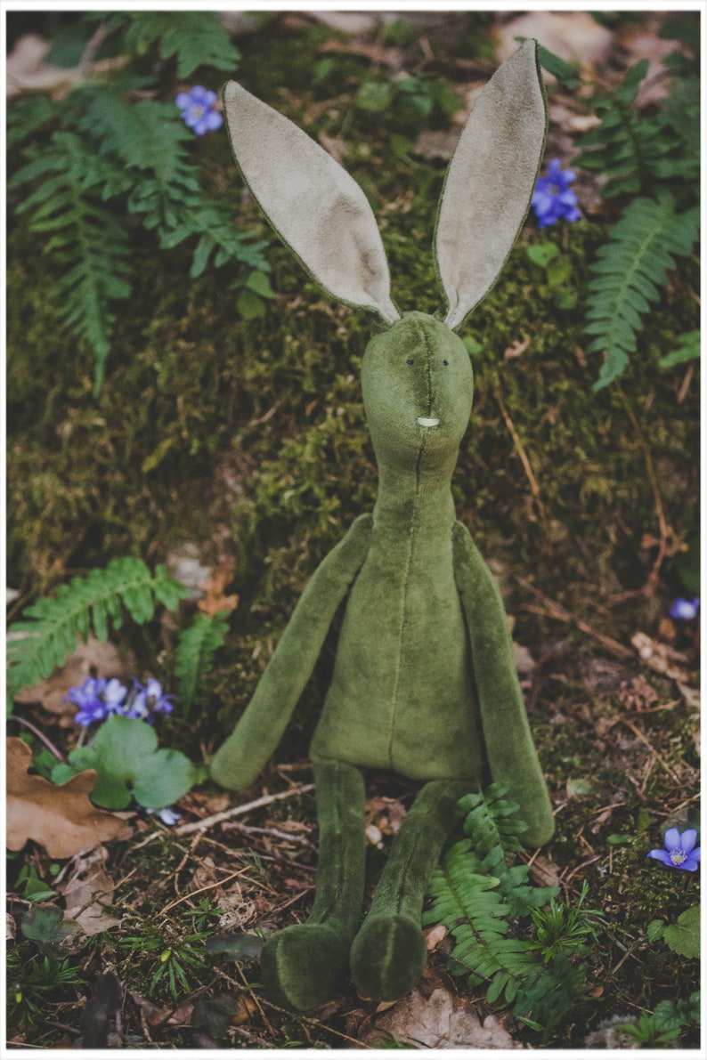 Dark Green Bunny, Handmade Soft Toy, Gift for Toddler, Personalized ...