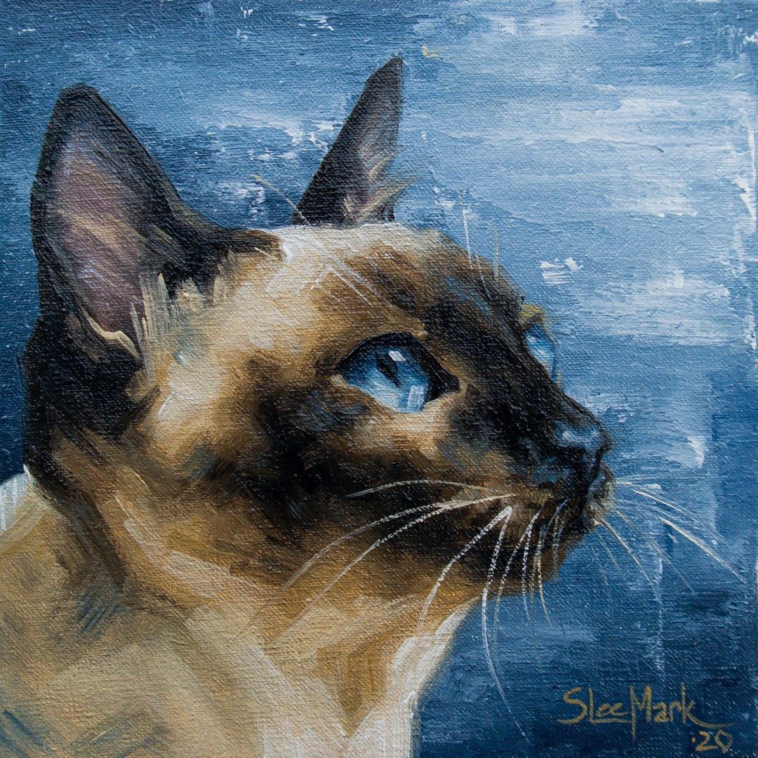 Waiting For... Original Art 6x6 by S. Lee Mark Cat Oil Painting, Pet ...