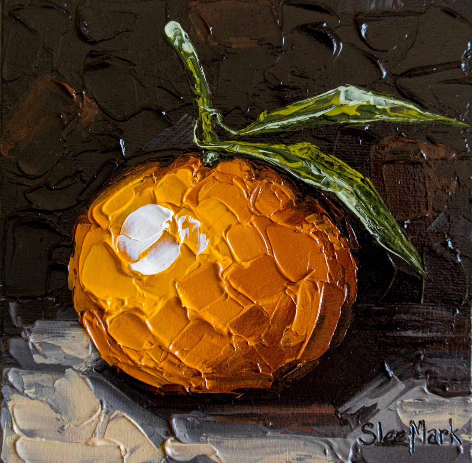 Mandarin Original Art 6x6 by S.lee Mark Impasto Oil Painting Fruit Art ...