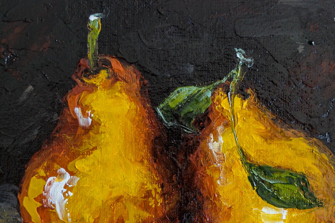 Pears Original Art 6x6 by S. Lee Mark Stil Life Oil Painting - Etsy