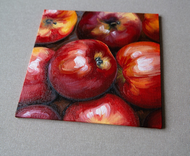 Apples Original Art 8x8" by S. Lee Mark - Stil Life Oil Painting Fruit ...