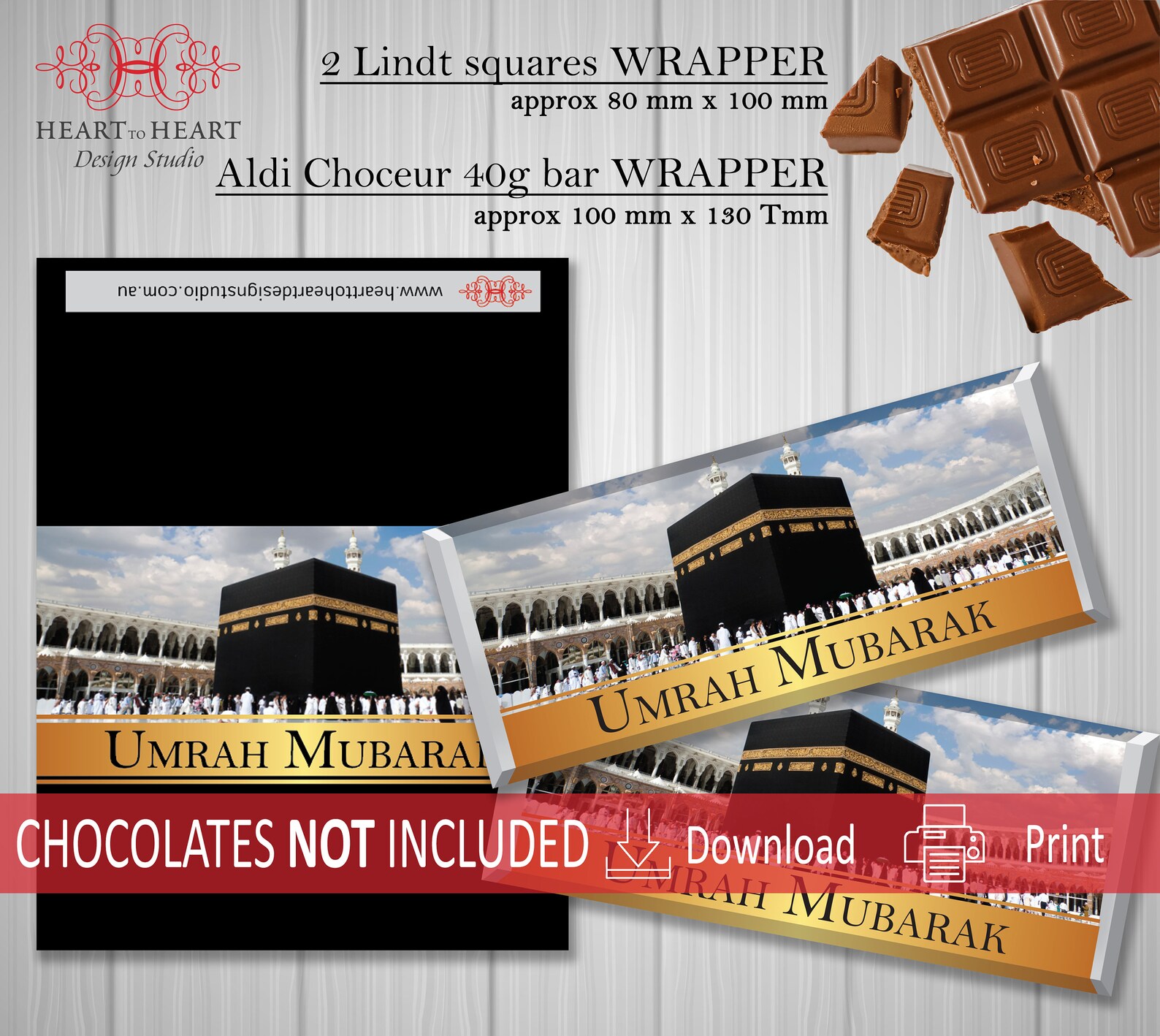 Gold Black Kaaba Mecca Hajj Mabroor Umrah Mubarak Chocolate Wrapper ...