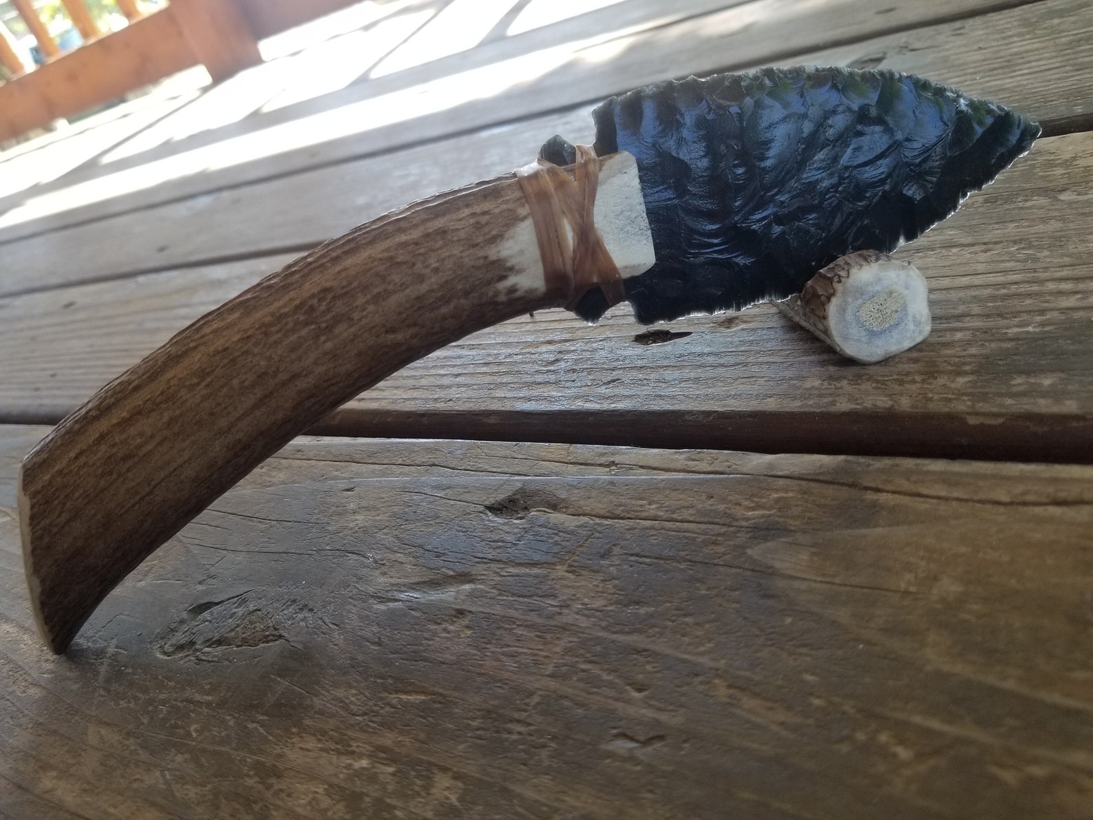 Obsidian Knife With Elk Antler Obsidian Knives Deer Antler | Etsy