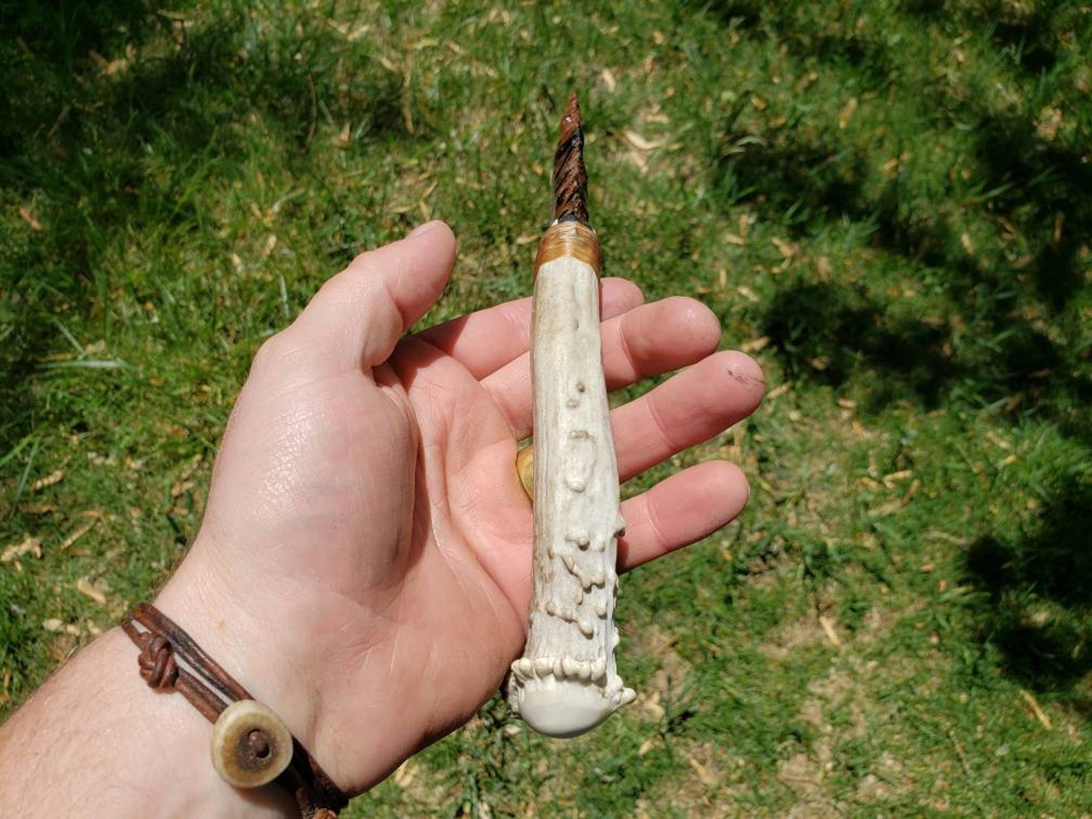 Mahogany Obsidian and Antler Knife Flint Knapped Knife | Etsy