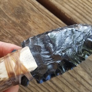 Obsidian Knife With Elk Antler Obsidian Knives Deer Antler - Etsy