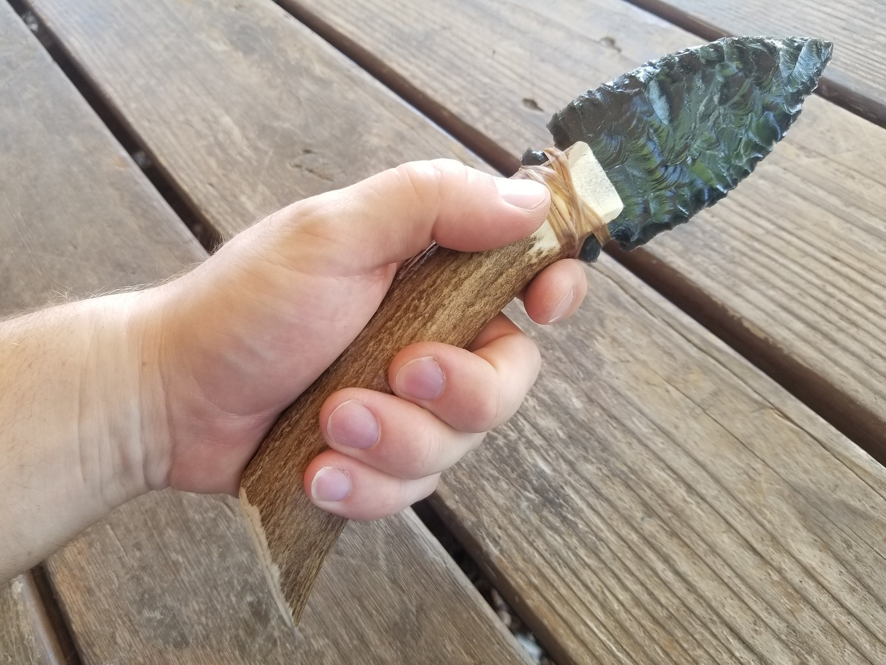 Obsidian Knife With Elk Antler Obsidian Knives Deer Antler | Etsy