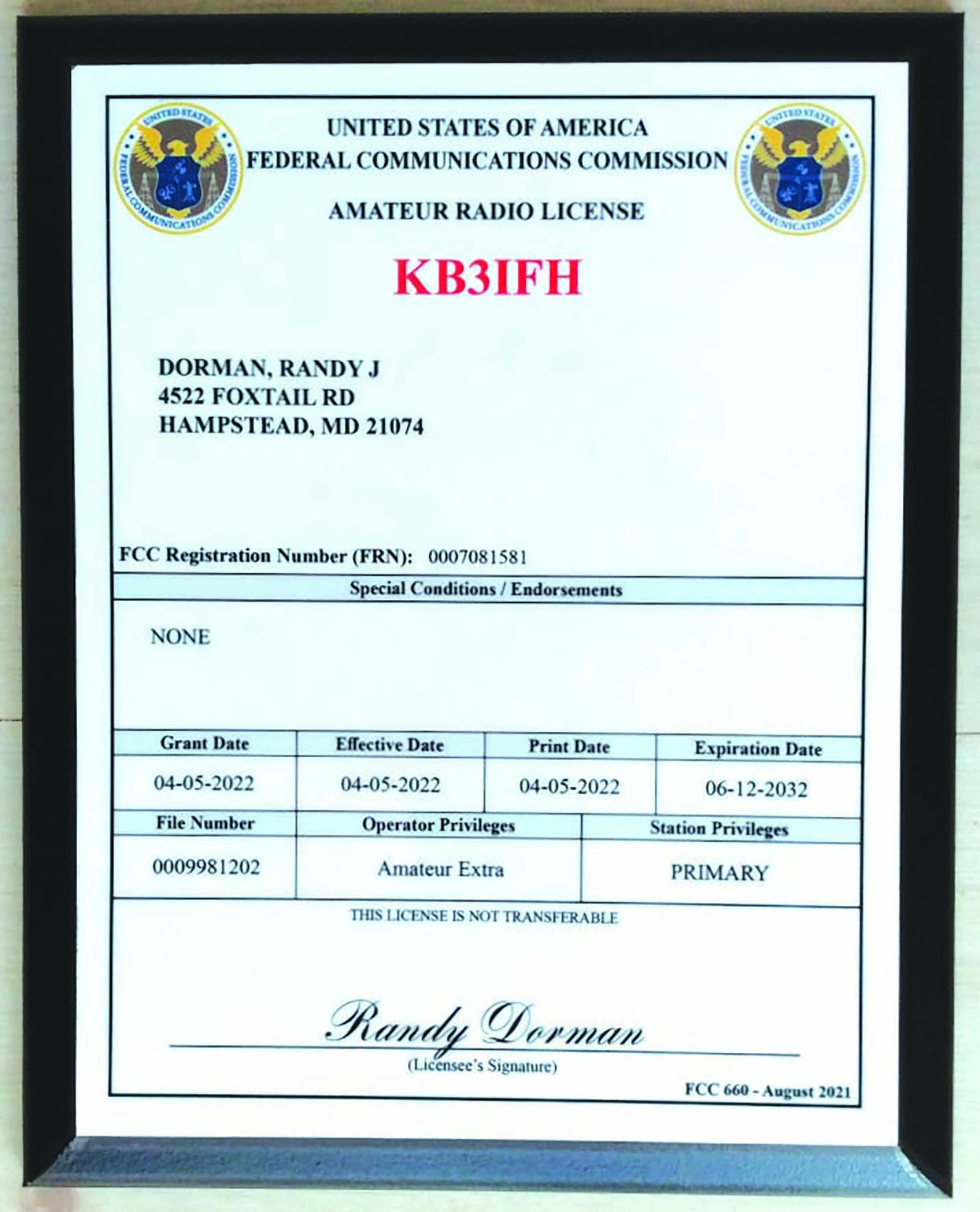 Amateur Radio License Plaque - FCC - Etsy