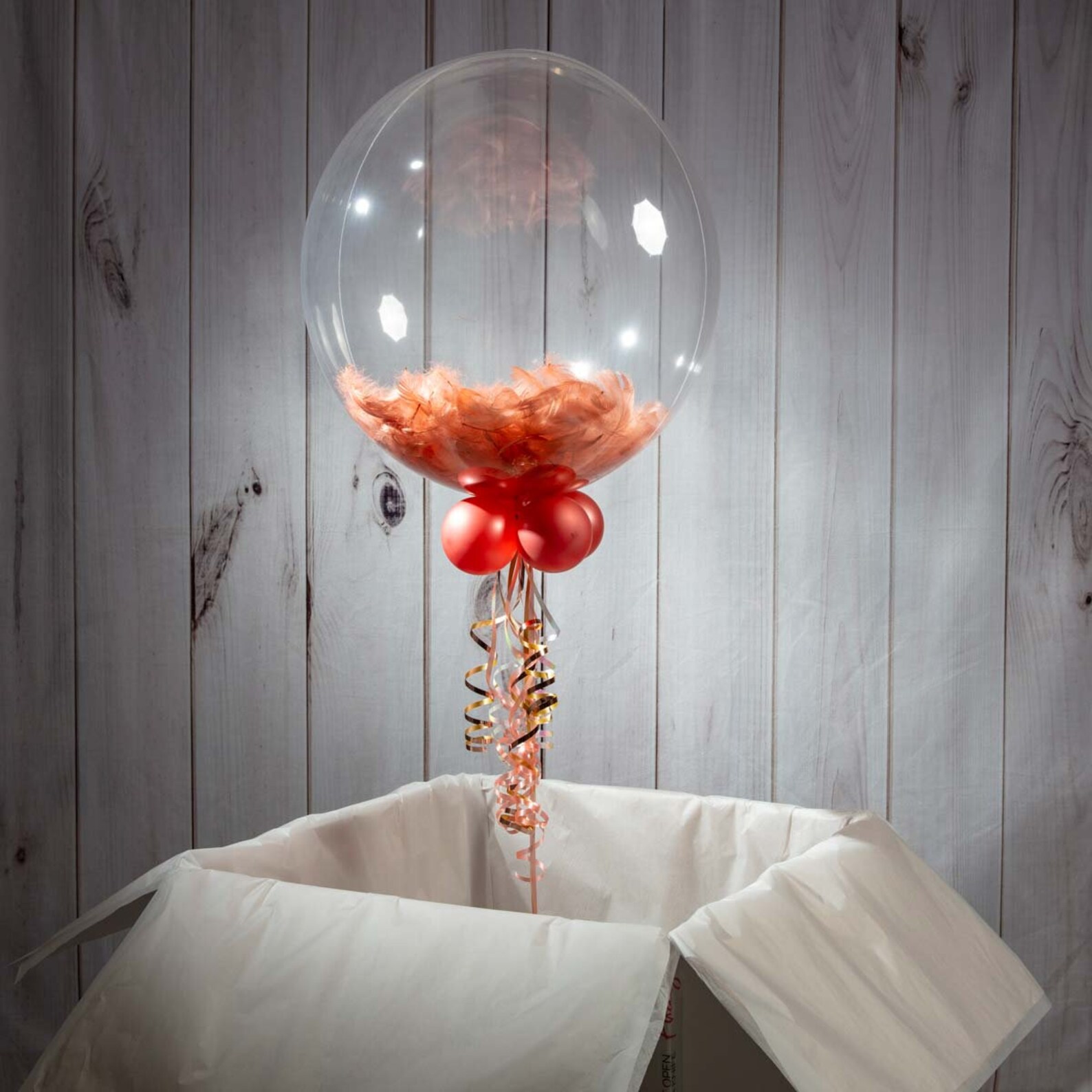 Personalised Rose Gold Feather Balloon Inflated & Boxed | Etsy