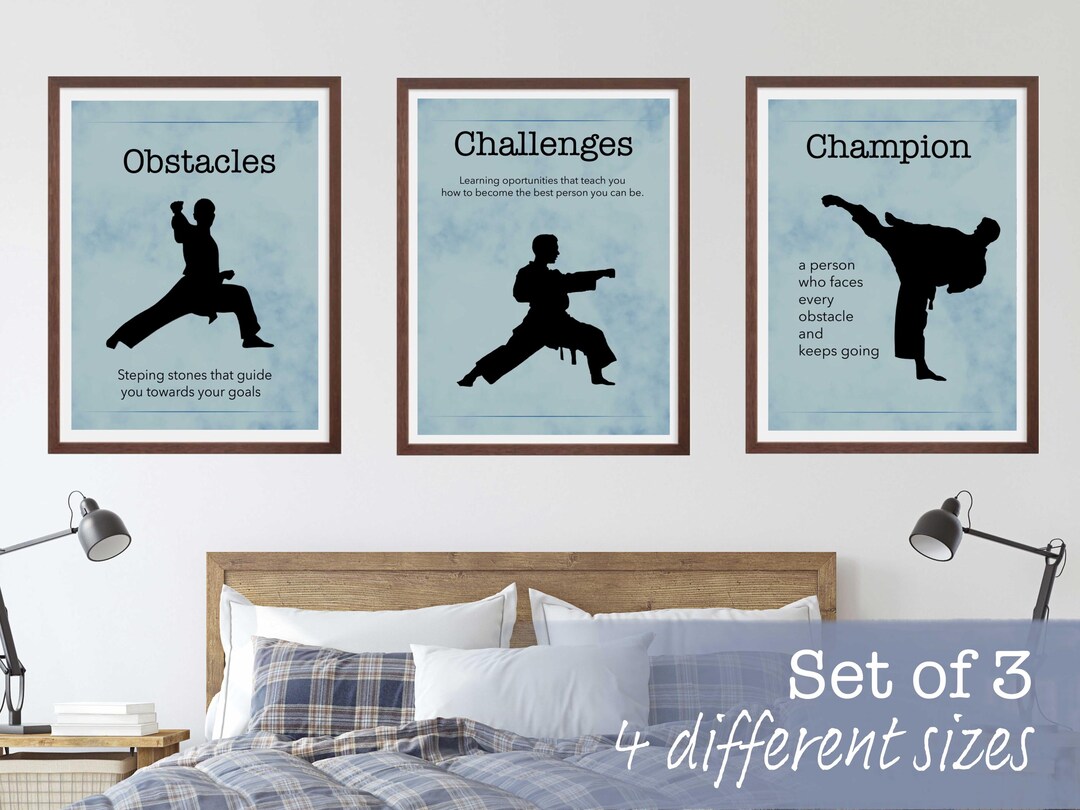 Set of 3 Karate Poster for Kid and Teen Bedroom Motivational Decor Wall ...