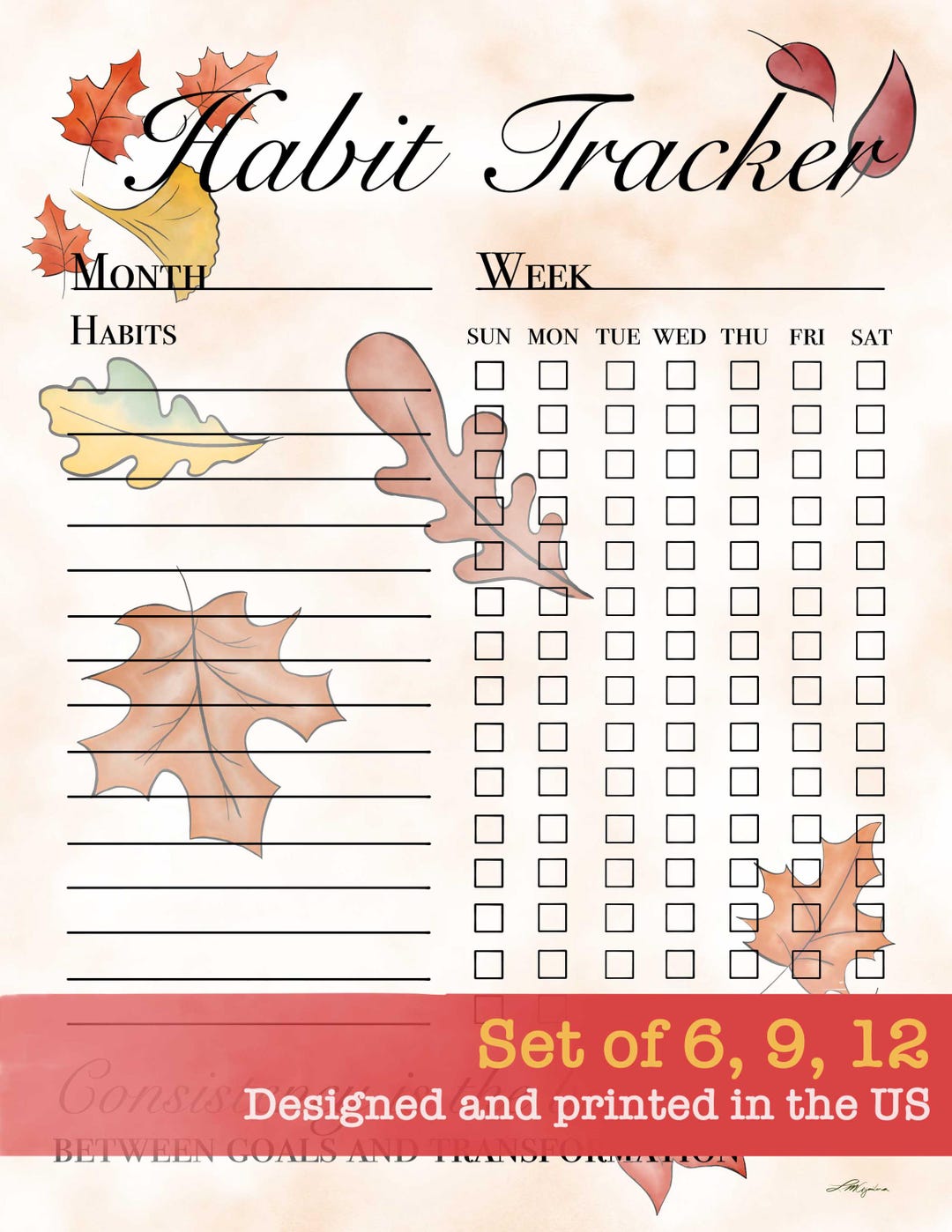 Autumn Habit Tracker Pages: Goal Tracking, Motivational Journal - Etsy