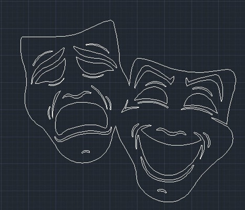 Theater Masks 001 DXF File Good for CNC Plasma and Laser Cut - Etsy