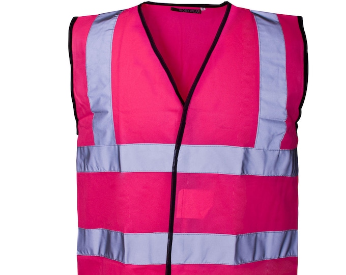 Pink Hi Vis Viz Vest High Visibility Reflective Waistcoat Safety Work ...