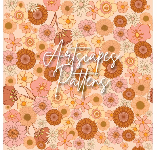 Retro Floral Seamless Pattern - Etsy