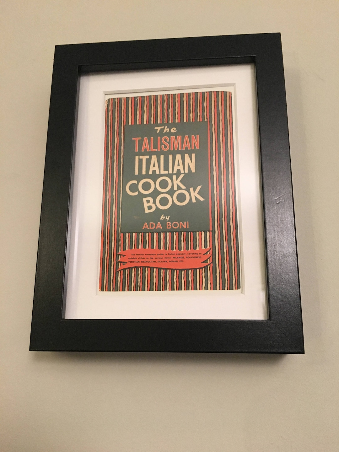 Classic Cookery Book Cover Print Framed the Italian Cook Book - Etsy