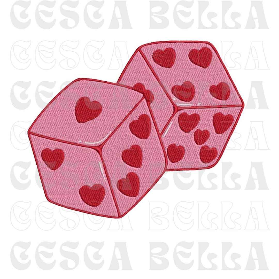 Heart Dice Embroidery File: Retro Valentine Machine Design (digital ...