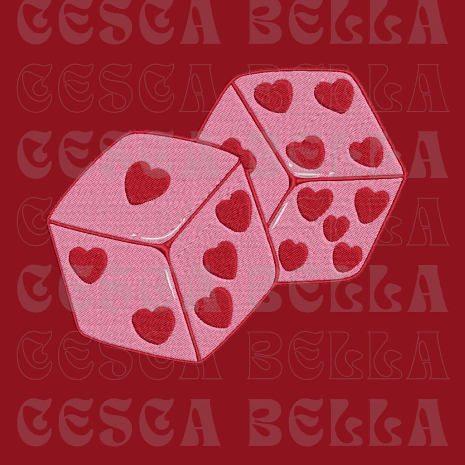 Heart Dice Embroidery File: Retro Valentine Machine Design (digital ...