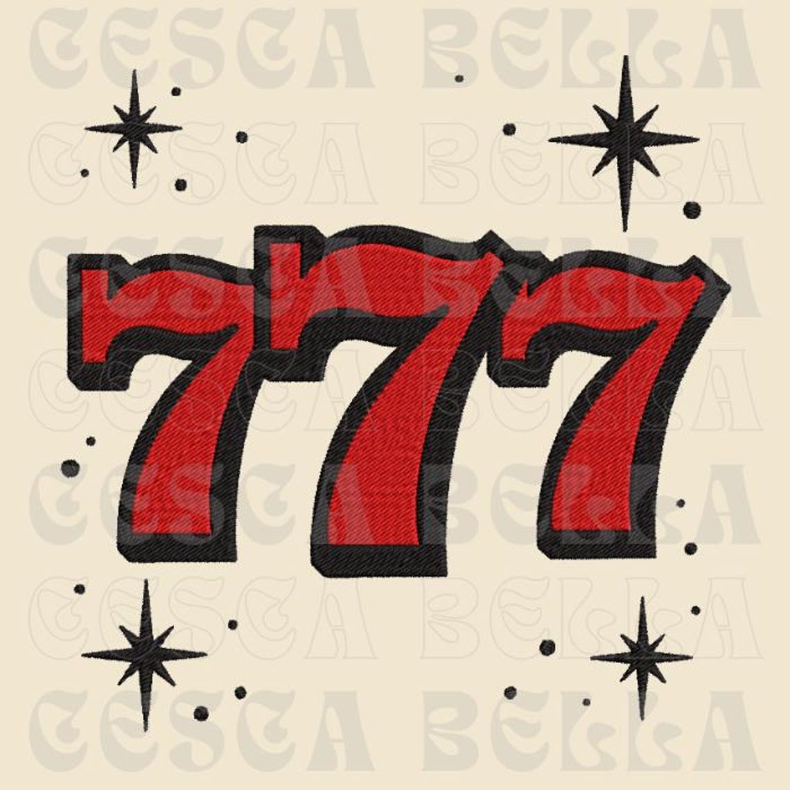 Lucky 777 Embroidery File – Digital Download | Retro Slot Machine ...