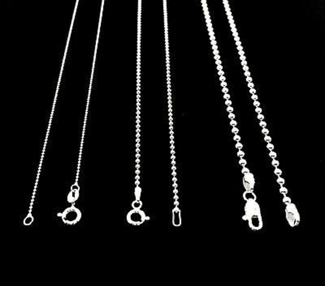 Sterling Silver Bead Chain Ball Chain Dog Tag Chain Necklace 1-4 MM ...