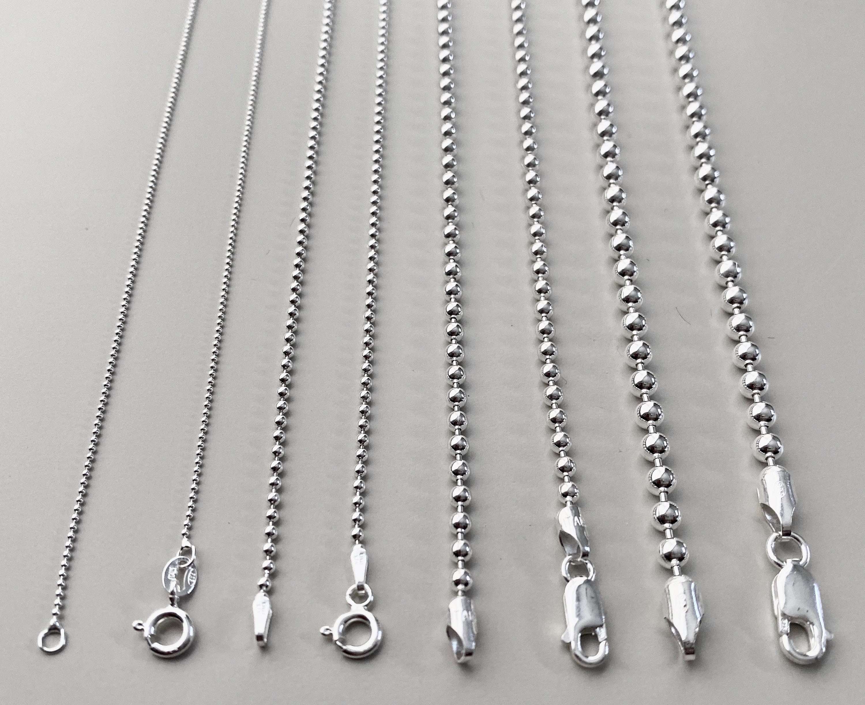 Sterling Silver Bead Chain Ball Chain Dog Tag Chain Necklace - Etsy