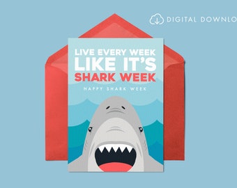 Happy Shark Week Card - Etsy