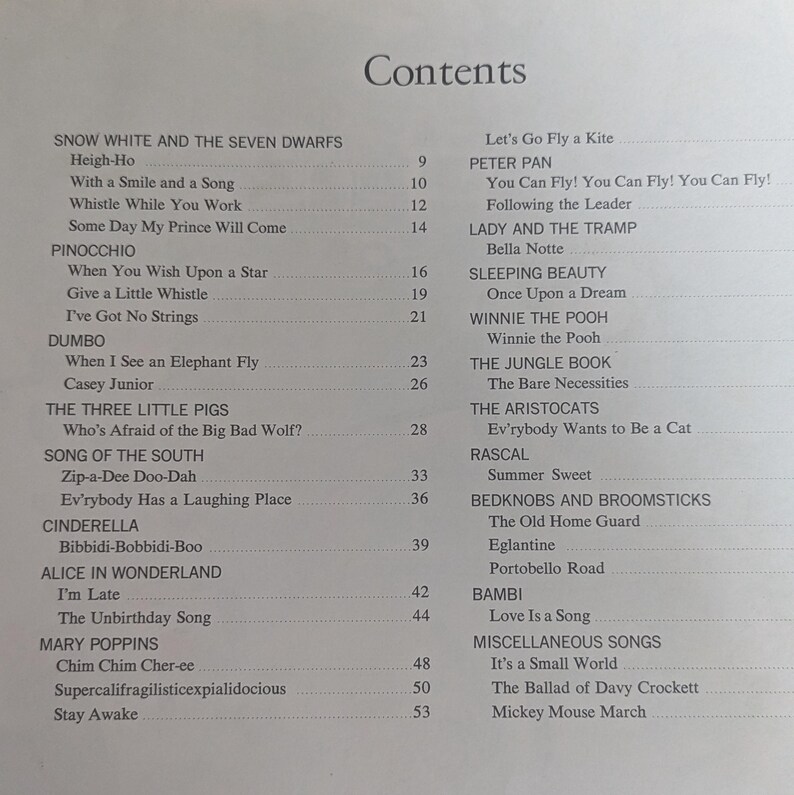 The Walt Disney Song Book - Etsy