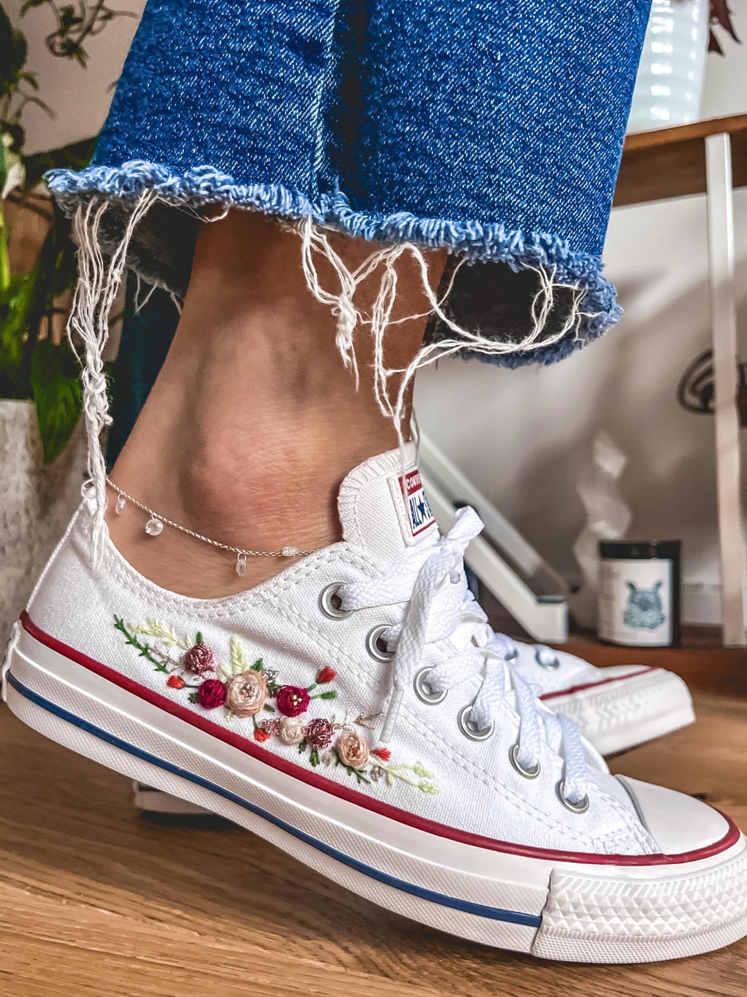 Sparkly Hand-embroidered Canvas Shoes - Etsy