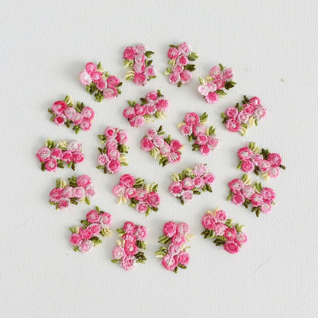 20 Small Sew on Flowers, Tiny Embroidered Floral Appliques - Etsy