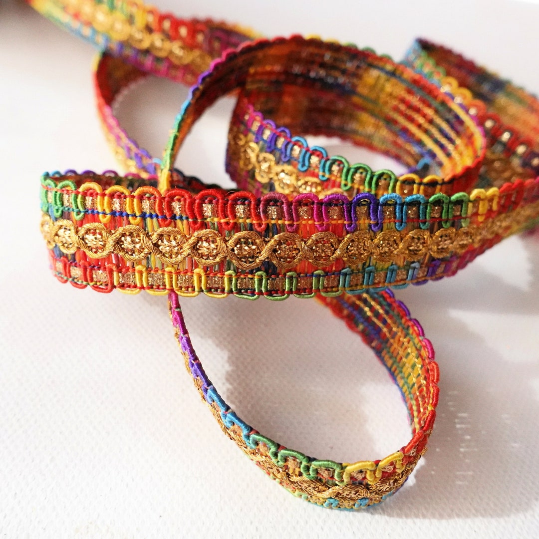 2 Yards Multicolor Gold Braid 2 Cm Wide - Etsy