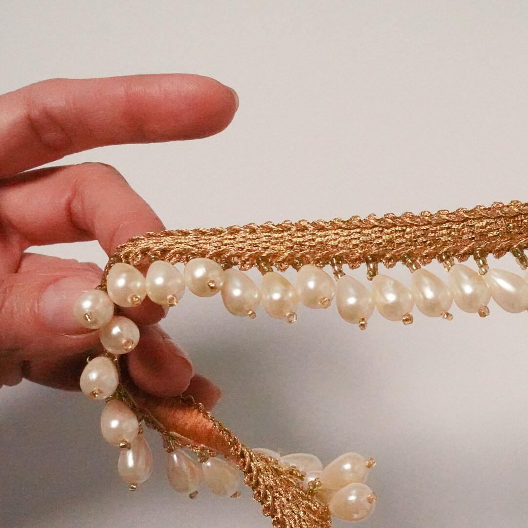 1.5 Yard Pearl Trim Sold by the Yard, Drop Shape Faux Pearl Trimming - Etsy