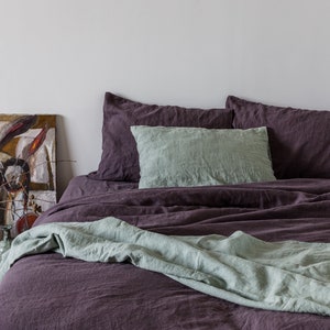 Linen Duvet Cover SET in Purple/plum Color, Duvet Cover Queen, Linen ...