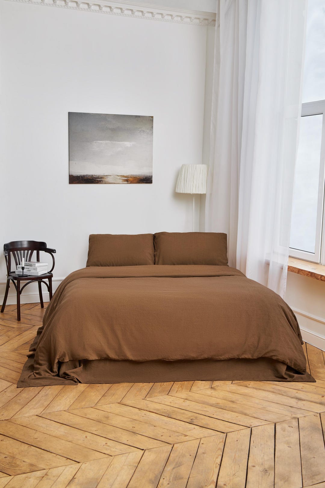 Linen Duvet Cover SET in Chocolate Truffle Color. Hand-dyed Duvet Cover ...