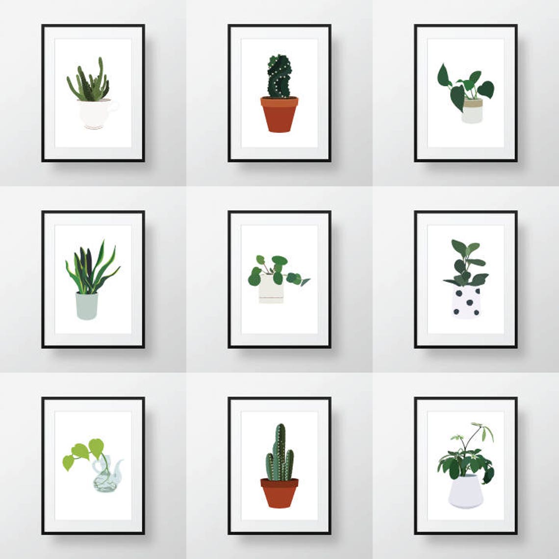 Botanical Wall Art 9 Indoor House Plant Illustrations - Etsy
