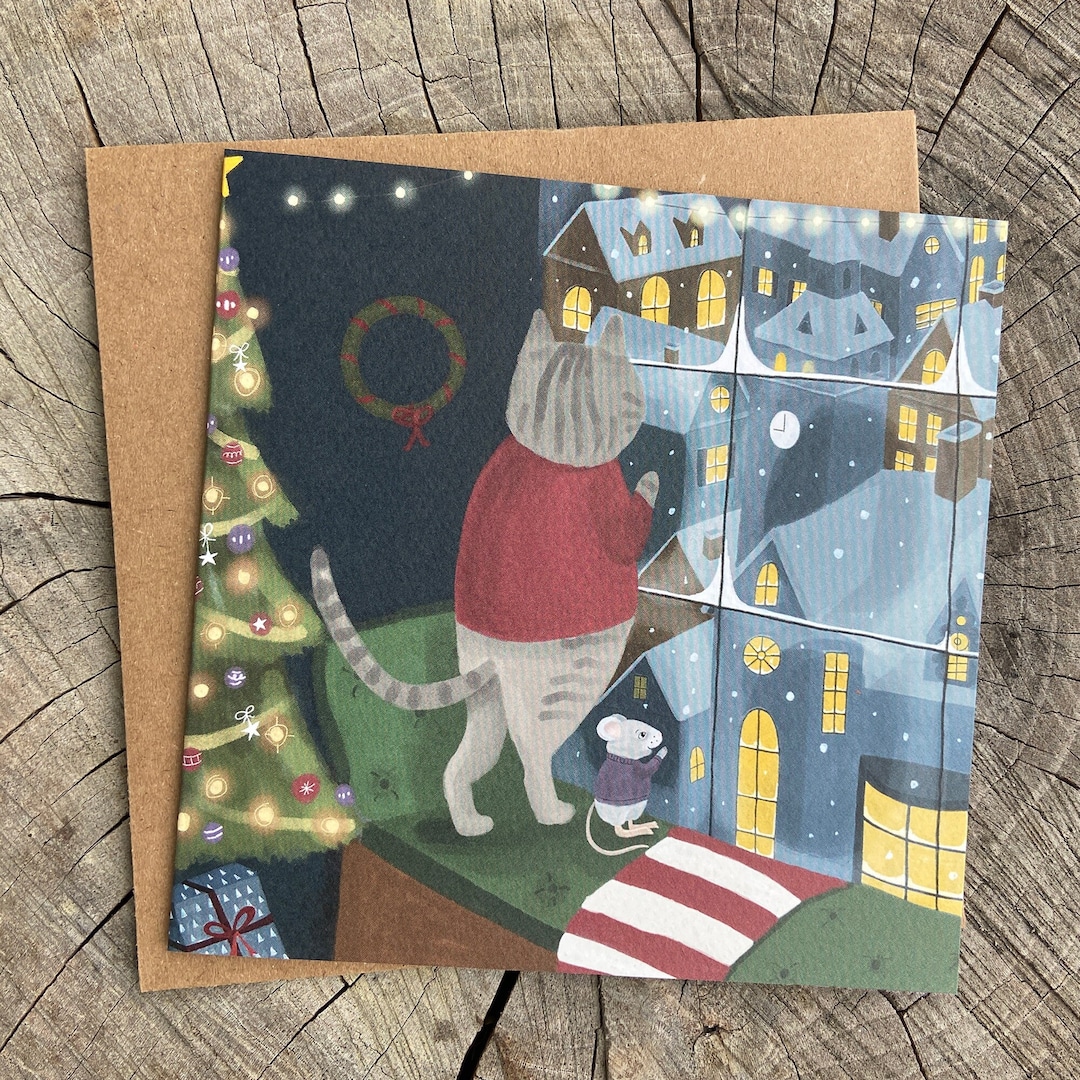 Cat Lovers Christmas Card, Tabby Cat Christmas Card, Card for Cat Lover ...
