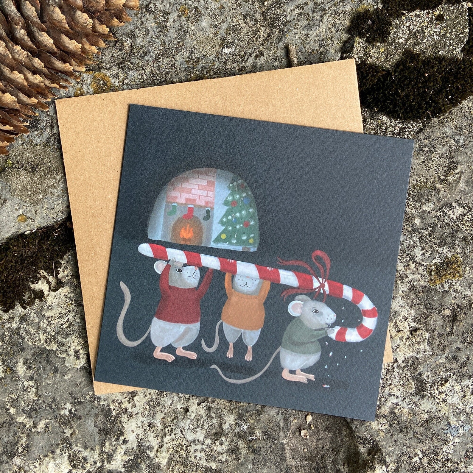 Mouse Christmas Card: Whimsical Holiday Illustration - Etsy