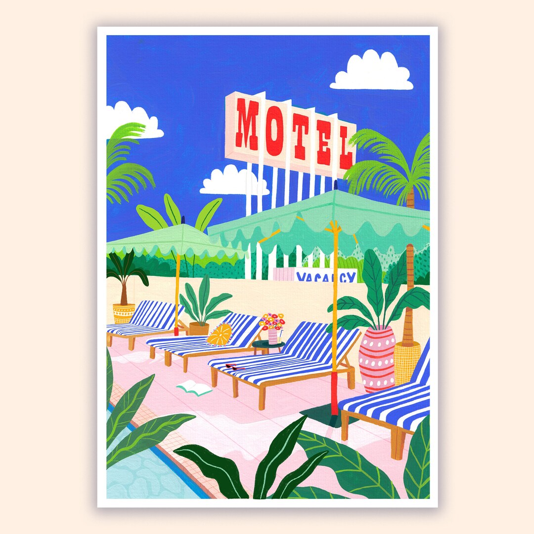 The Motel Pool, Plants, Tropical, Art Print - Etsy