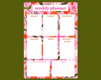 Digital Download, Weekly Planner Printable, Week at a Glance, Printable ...