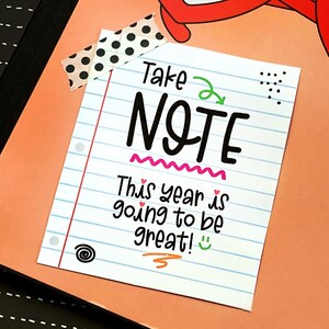 Back to School Gift Tag - Take Note - Notebook Tag - INSTANT DOWNLOAD ...