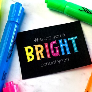 Back to School Gift Tag - Bright Year - Highlighter Tag - INSTANT ...